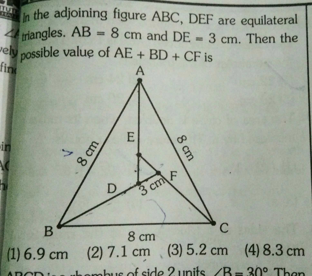 Solved N The Adjoining Figure Abc Def Are Equilateral