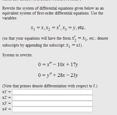 Solved Rewrite the system of differential equations given | Chegg.com