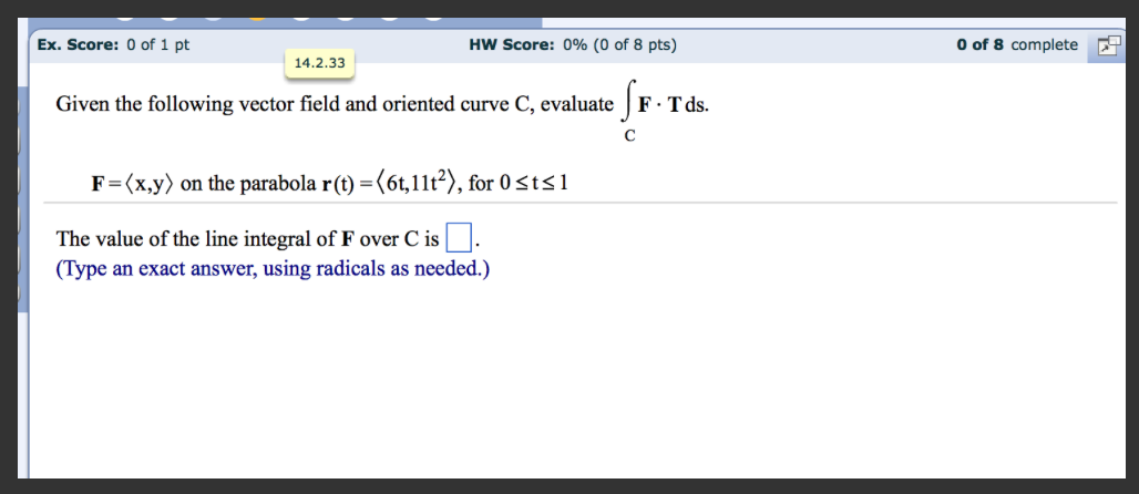Solved Given the following vector field and oriented curve | Chegg.com