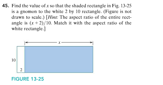 Solved 45. Find the value ofx so that the shaded rectangle | Chegg.com