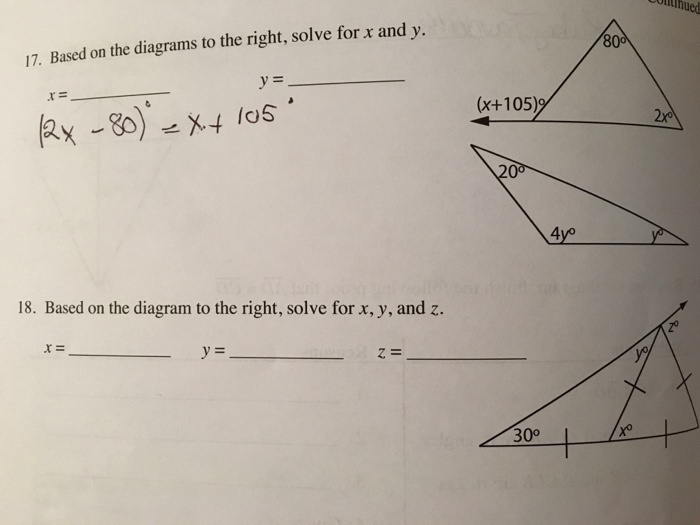 Solved Based on the diagrams to the right, solve for x and | Chegg.com