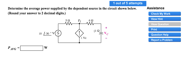 Solved 1 out of 5 attempts Determine the average power | Chegg.com