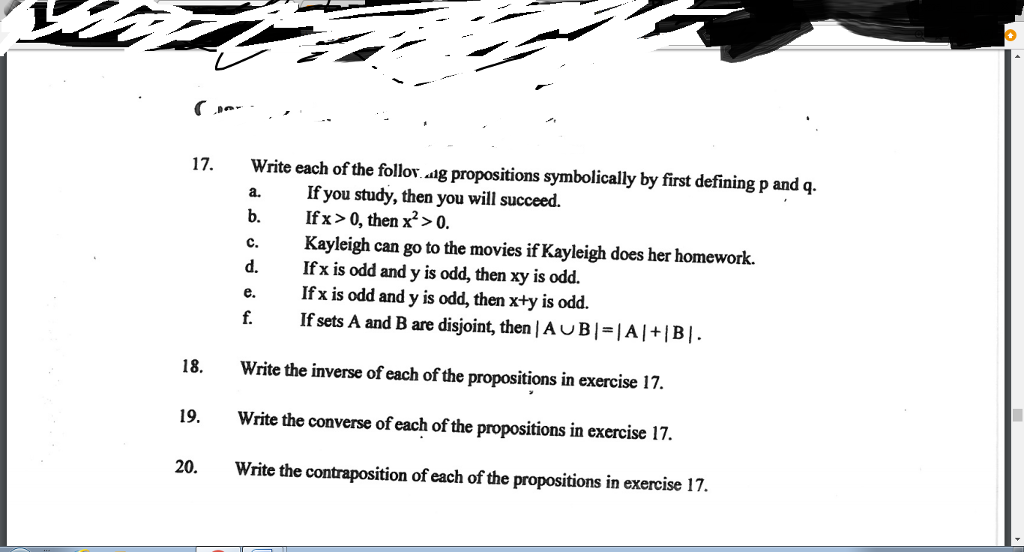 Solved 17. Write each of the follov g propositions | Chegg.com