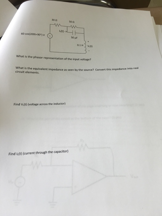 Solved What is the phasor representation of the input | Chegg.com