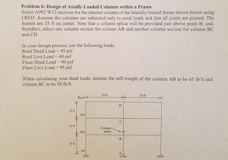Problem 6: Design of Axially Loaded Columns within a | Chegg.com
