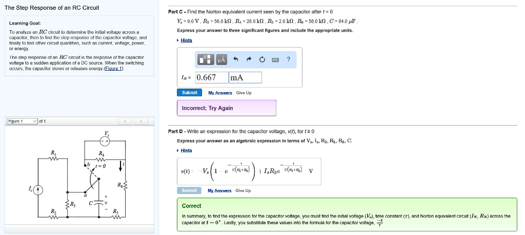Solved The Step Response of an RC Circuit Part A If the | Chegg.com