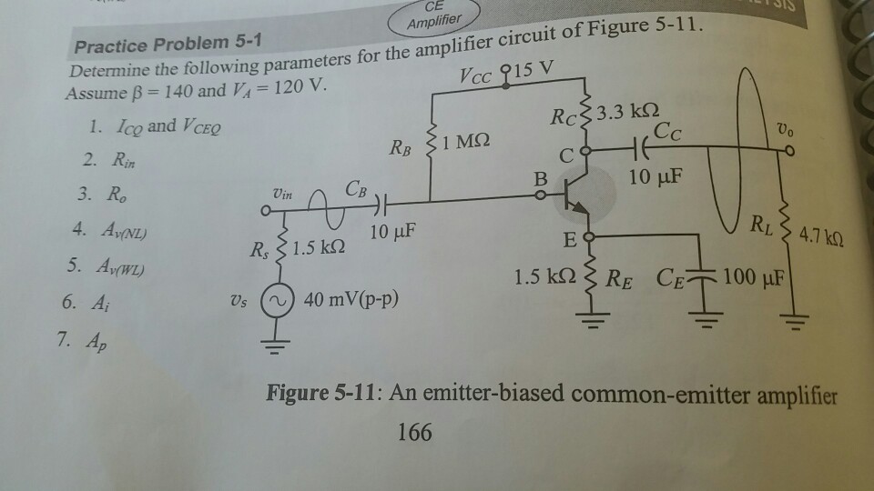 Solved CE Amplifier Practice Problem 5-1 Determine the | Chegg.com