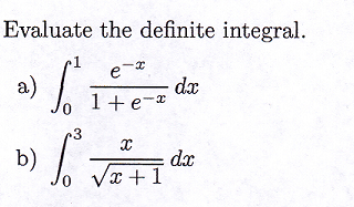 Solved Evaluate the definite integral. e-x / 1 + e-x dx | Chegg.com