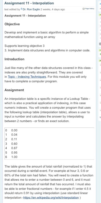 Solved Assignment 11 Interpolation Last Edited By A Dr Ron 