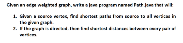 Solved Given an edge weighted graph, write a java program | Chegg.com