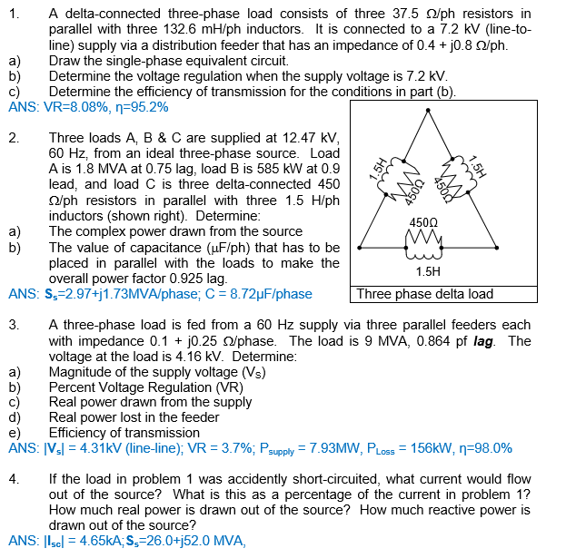 Solved 1, A delta-connected three-phase load consists of | Chegg.com