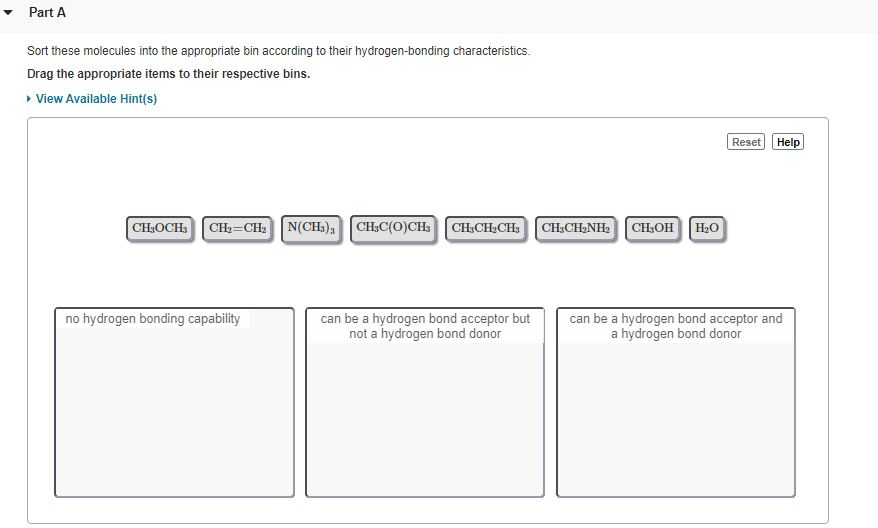 Solved Part A Sort these molecules into the appropriate | Chegg.com