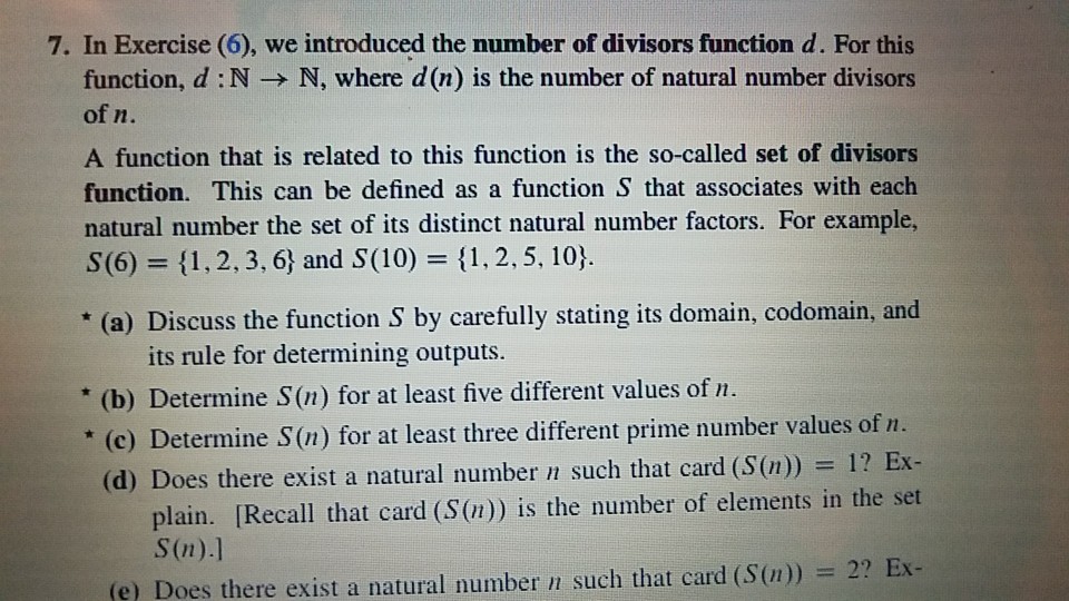 Solved 7. In Exercise (6), we introduced the number of | Chegg.com