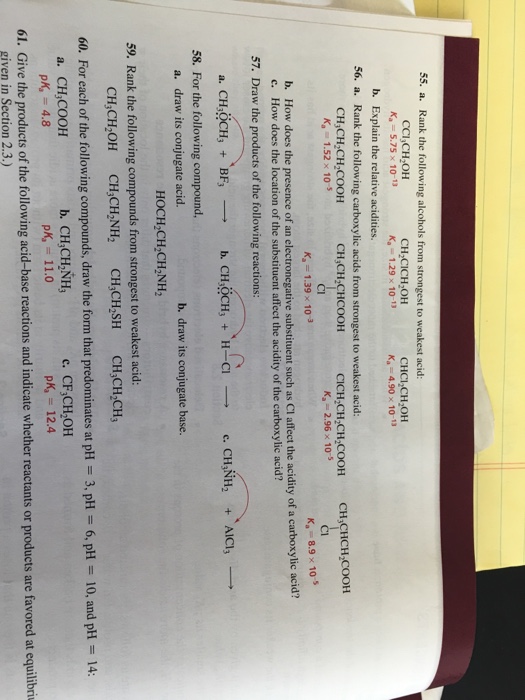 Solved Rank the following alcohols from strongest to weakest | Chegg.com