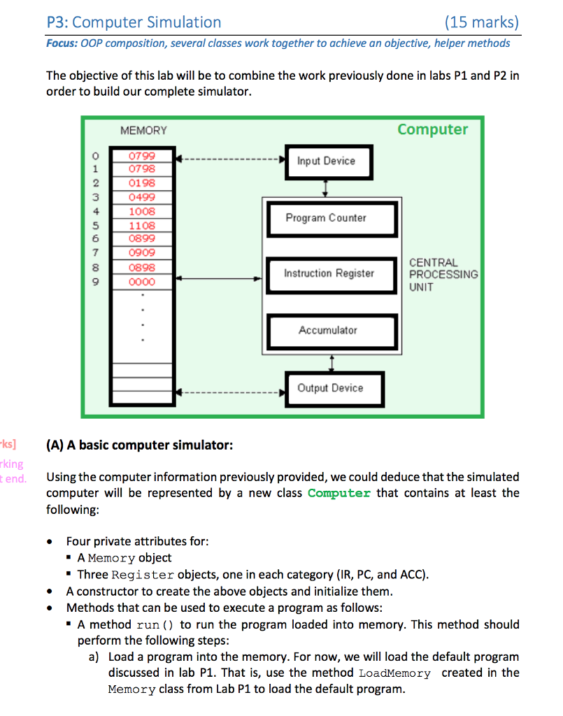Solved (15 marks) P3: Computer Simulation Focus: OOP | Chegg.com
