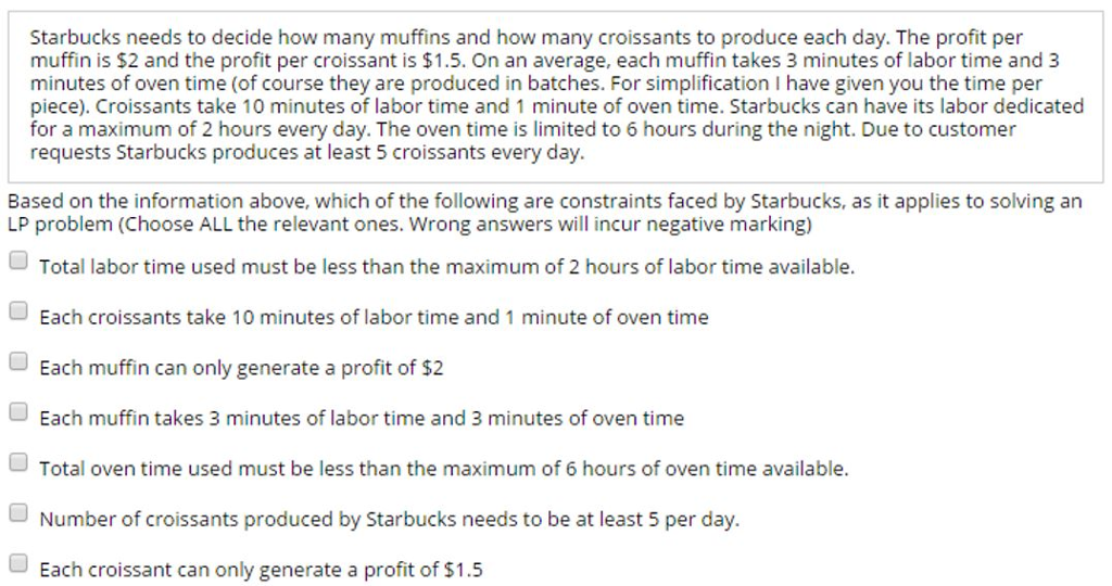 Solved Starbucks needs to decide how many muffins and how | Chegg.com