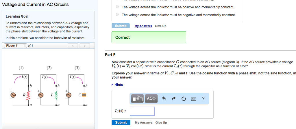 Solved Voltage and Current in AC Circuits The voltage across | Chegg.com