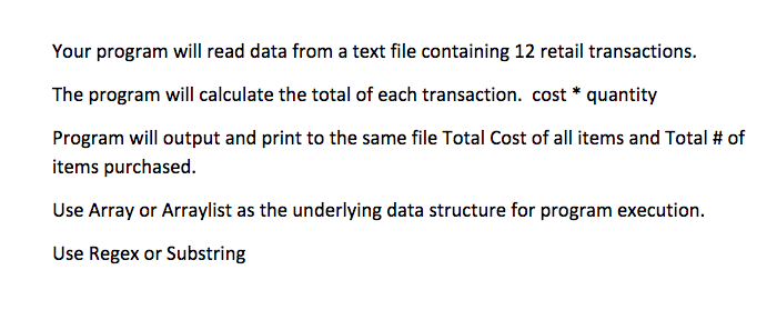 Solved Your program will read data from a text file | Chegg.com
