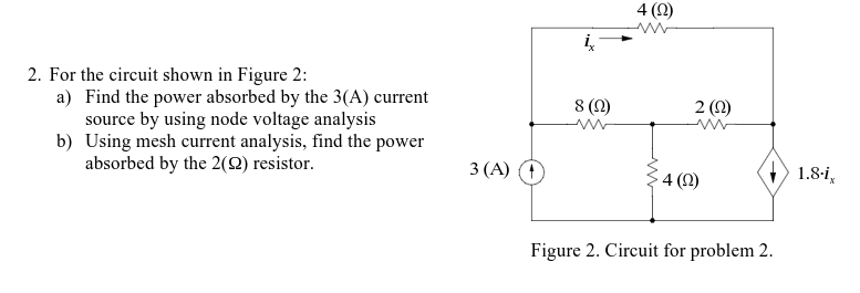 Solved For the circuit shown in Figure 2: Find the power | Chegg.com