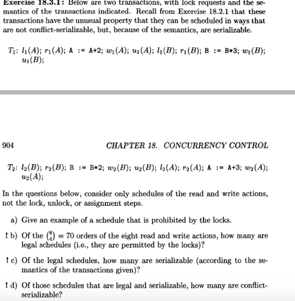 Solved Below are two transactions, with lock requests and | Chegg.com