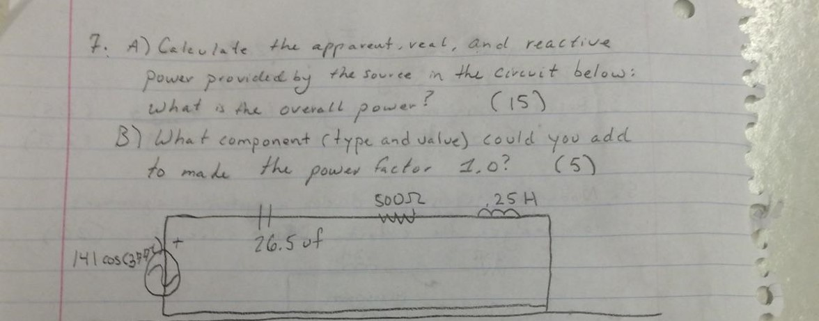 Solved A)Calculate the apparent, real, and reactive power | Chegg.com