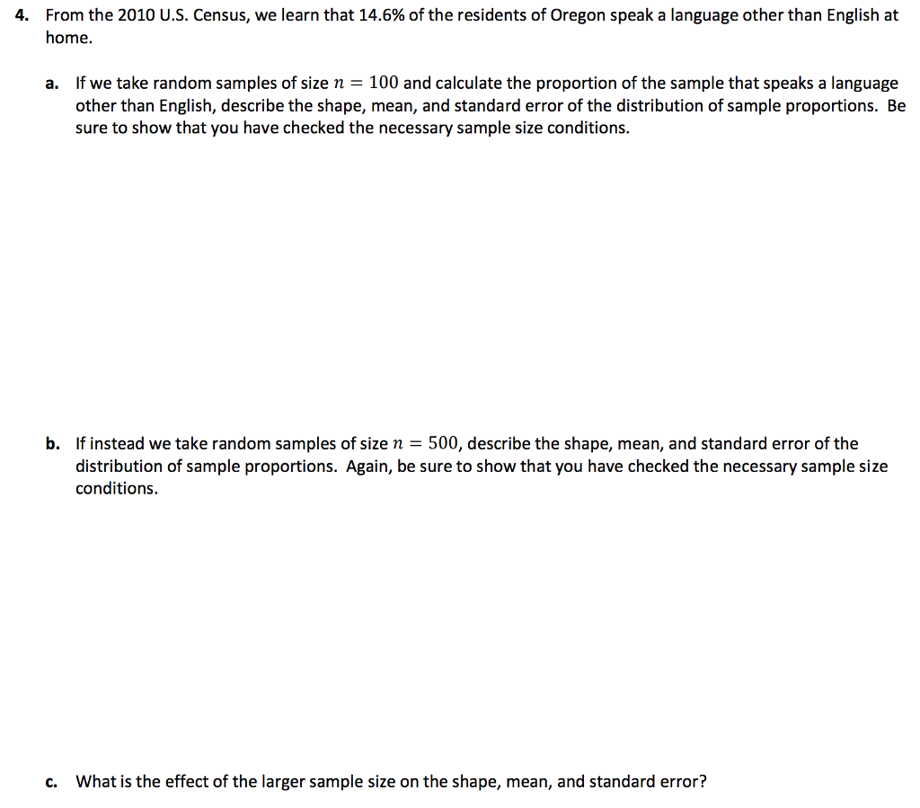 Solved From the 2010 U.S. Census, we learn that 14.6% of the | Chegg.com