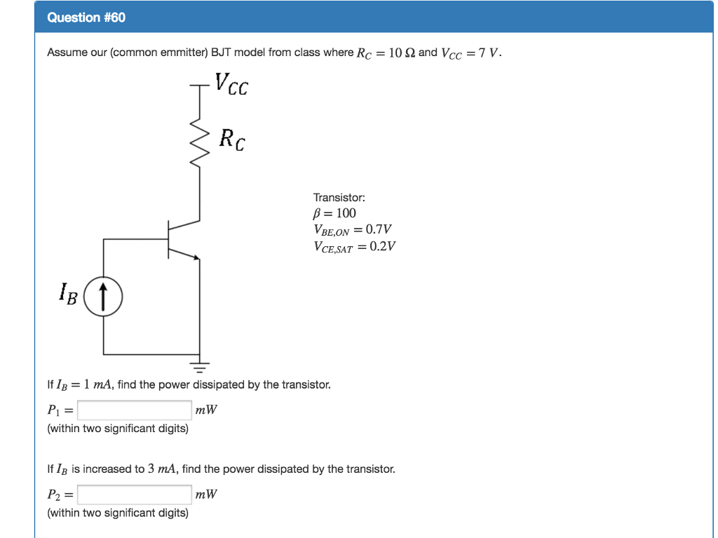 Solved Assume our (common emitter) BJT model from class | Chegg.com
