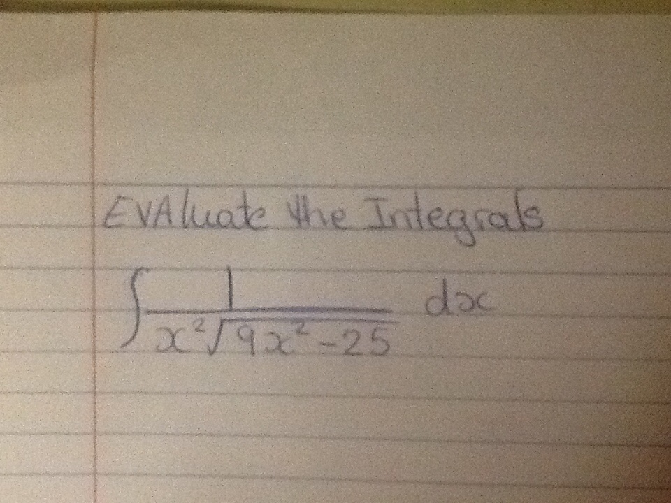 Solved Evaluate the integrals integrate 1/x^2 square root | Chegg.com