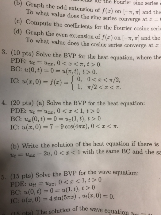Solved Solve the BVP for the heat equation, where the PDE: | Chegg.com