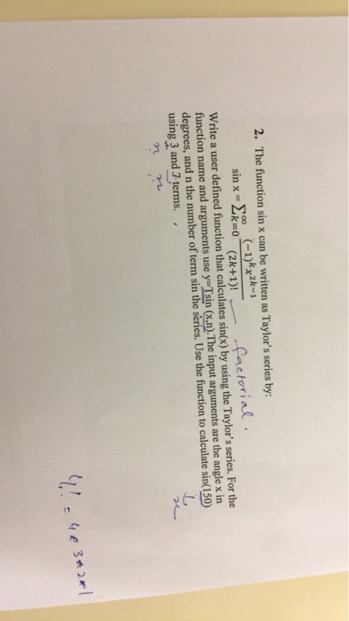 Solved The function sin x can be written as Taylor's series | Chegg.com