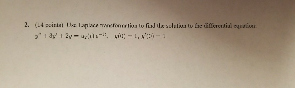 Solved 2. (14 points) Use Laplace transformation to find the | Chegg.com