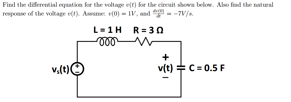 Solved Find the differential equation for the voltage | Chegg.com