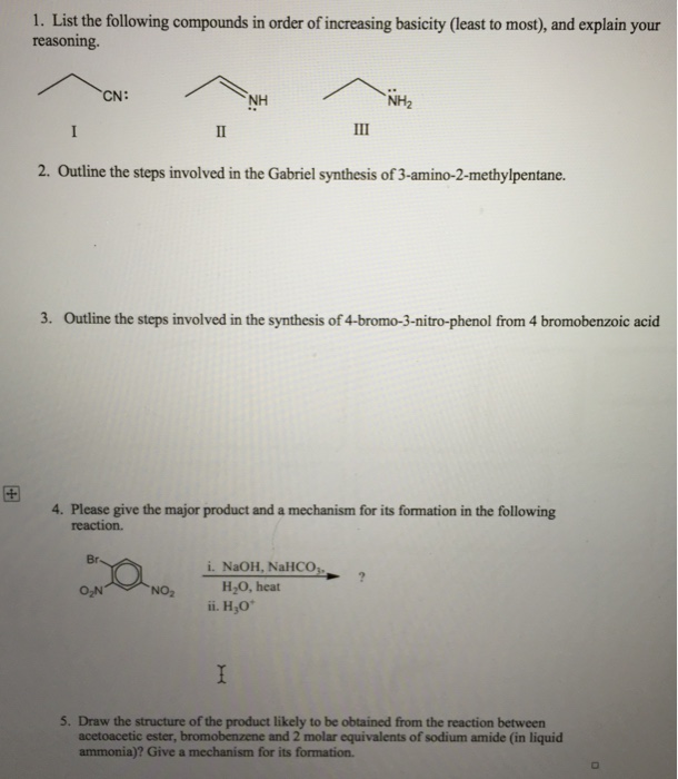 Solved List the following compounds in order of increasing | Chegg.com