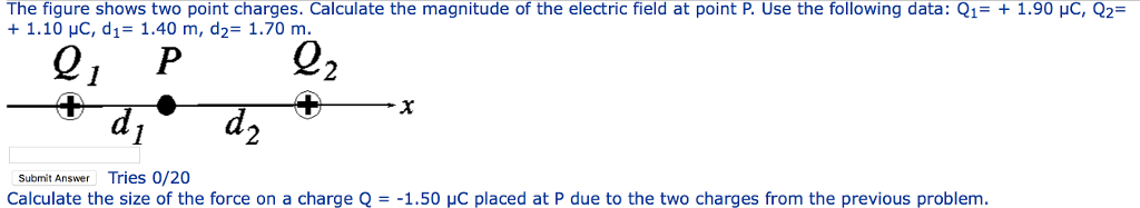 Solved The figure shows two point charges. Calculate the | Chegg.com