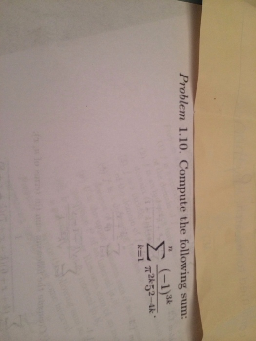 Solved Problem 1.10Compute the following sum: Sigma k=1 to n | Chegg.com