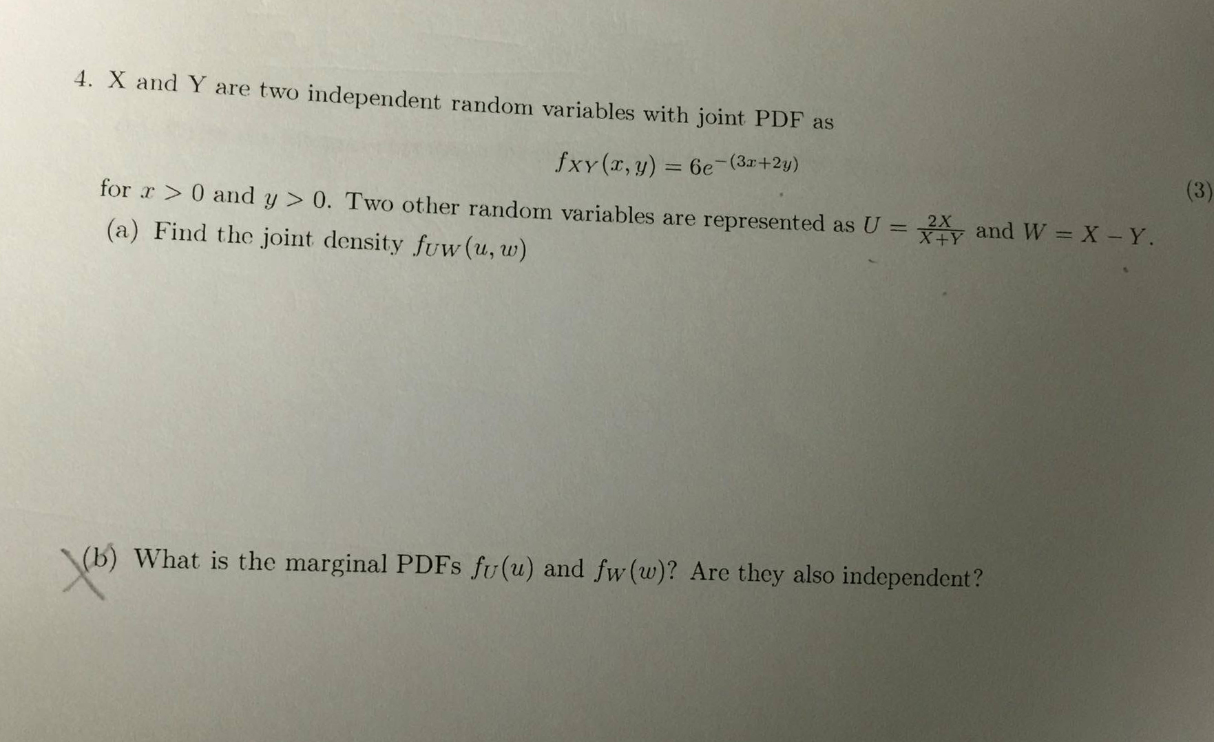 Solved X and Y are two independent random variables with | Chegg.com