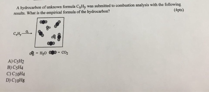 Solved A hydrocarbon of unknown formula C_xH_y was submitted | Chegg.com