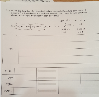 Solved To find the derivative of a piecewise function, you | Chegg.com
