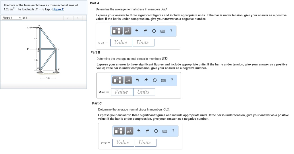 Solved The bars of the truss each have a cross-sectional | Chegg.com