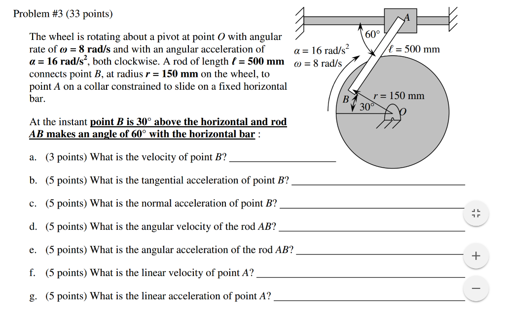 Solved The wheel is rotating about a pivot at point O with | Chegg.com