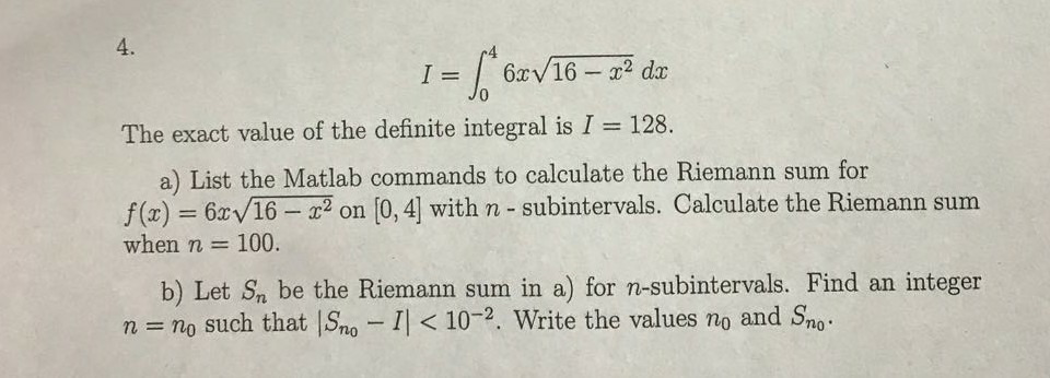 Solved 4. 0 The exact value of the definite integral is 1 | Chegg.com