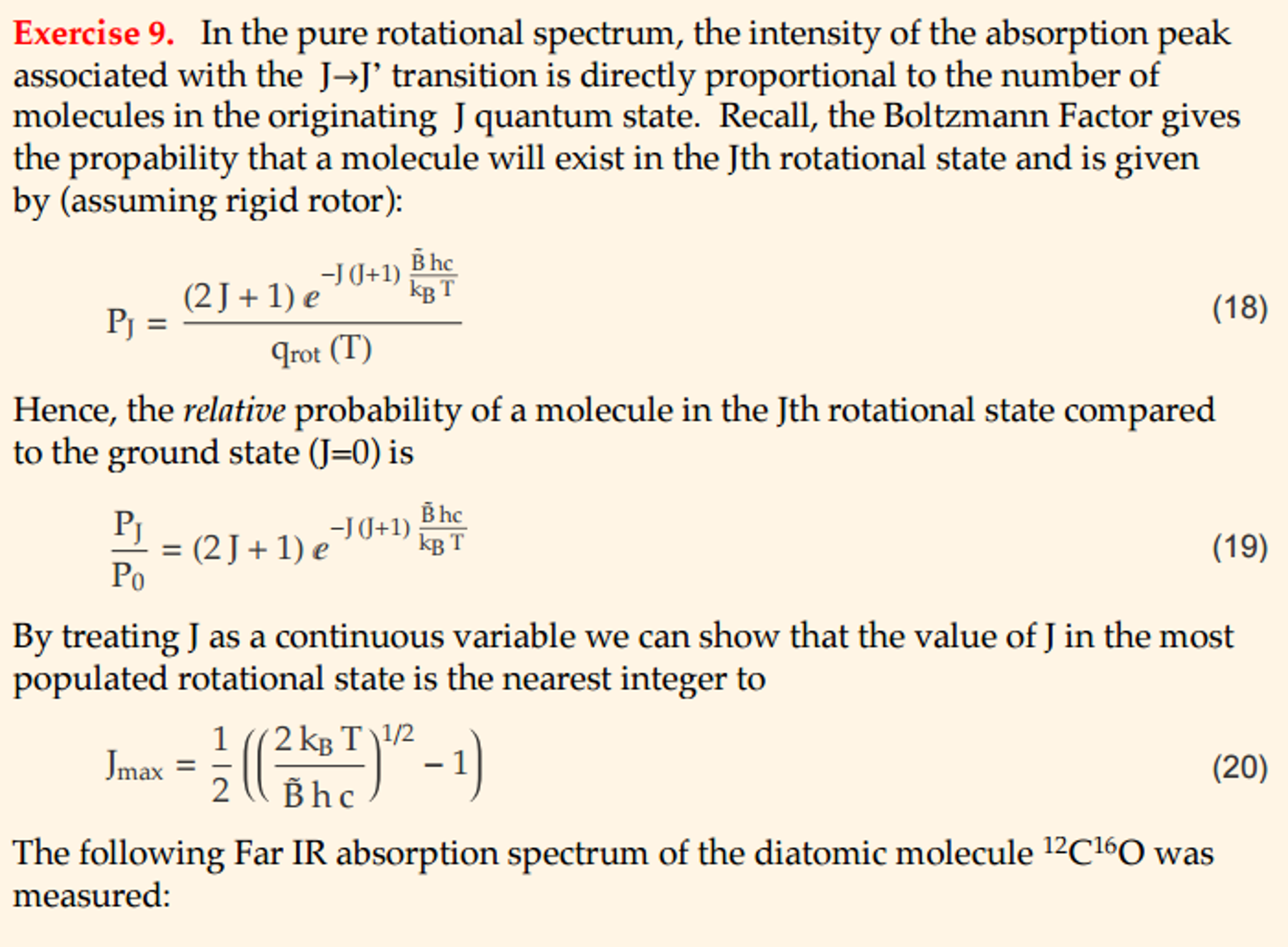 Exercise 9. In the pure rotational spectrum, the | Chegg.com