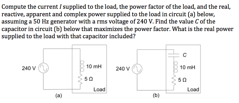 Solved Compute the current I supplied to the load, the power | Chegg.com