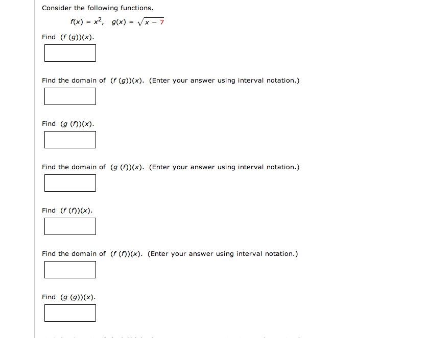 Solved Consider the following functions. f(x) = x^2, g(x) = | Chegg.com