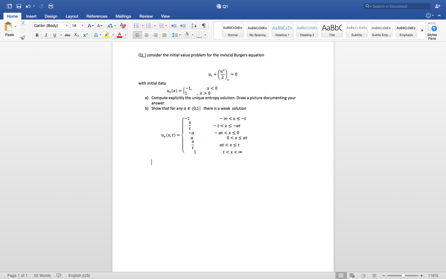 consider the initial value problem for the inviscid | Chegg.com