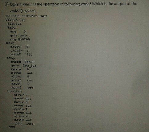 Solved Explain, which is the operation of following code? | Chegg.com
