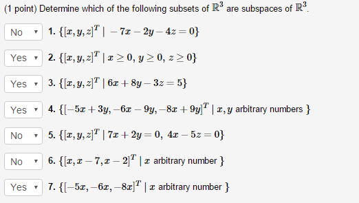 Solved Determine which of the following subsets of R3 are | Chegg.com