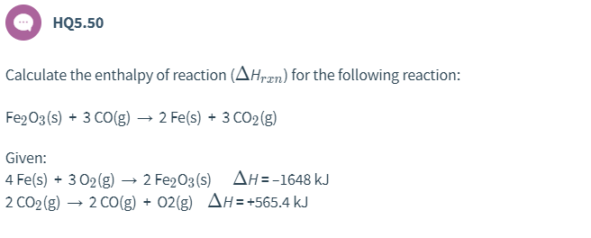 Solved HQ5.46 Use standard enthalpies of formation to | Chegg.com