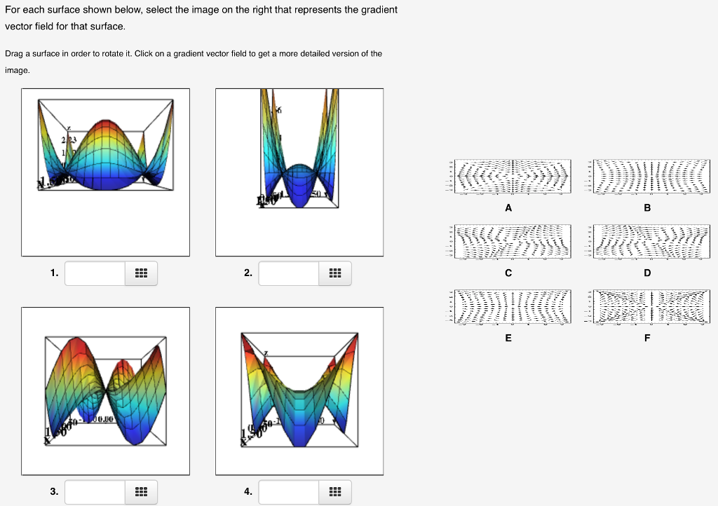 Solved For each surface shown below, select the image on the | Chegg.com