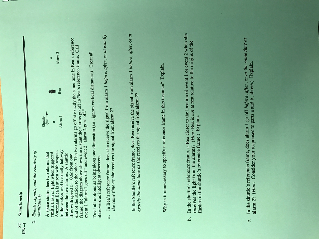 Solved Events, signals, and the relativity of simultaneity | Chegg.com